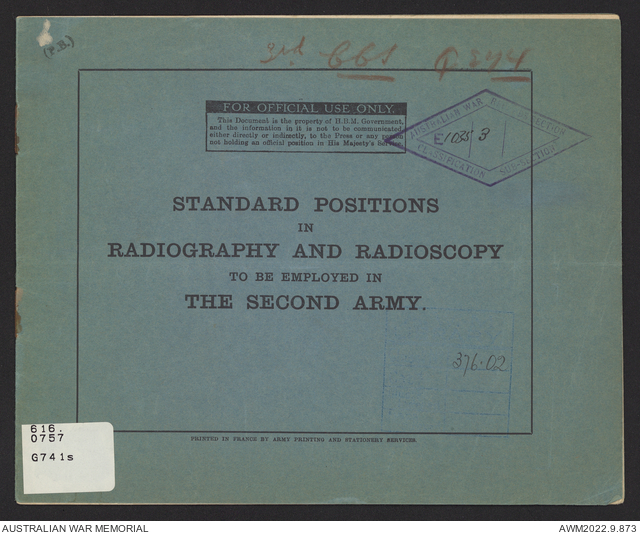 Standard positions in radiography and radioscopy to be employed in the ...
