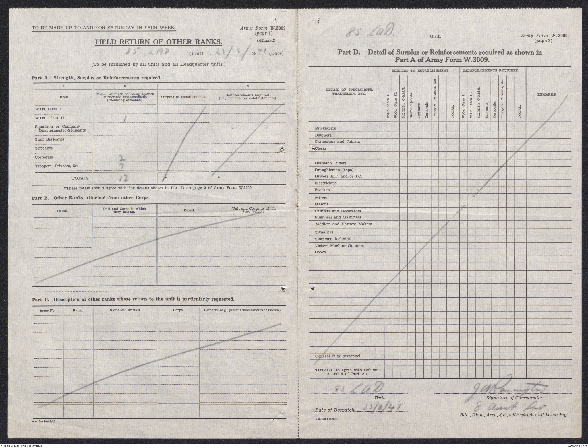 AWM52 14/60/68/2 - [Unit War Diaries, 1939-45 War] 2/85 Aust Light Aid ...