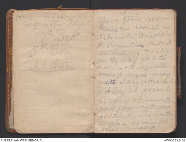Wallet 1 of 1 - Diary of Alexander Lyall | Australian War Memorial