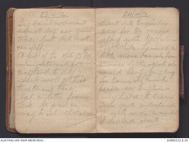 Wallet 1 of 1 - Diary of Alexander Lyall | Australian War Memorial