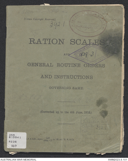 Ration pamphlet : scales of rations, forage, fuel and light as ...