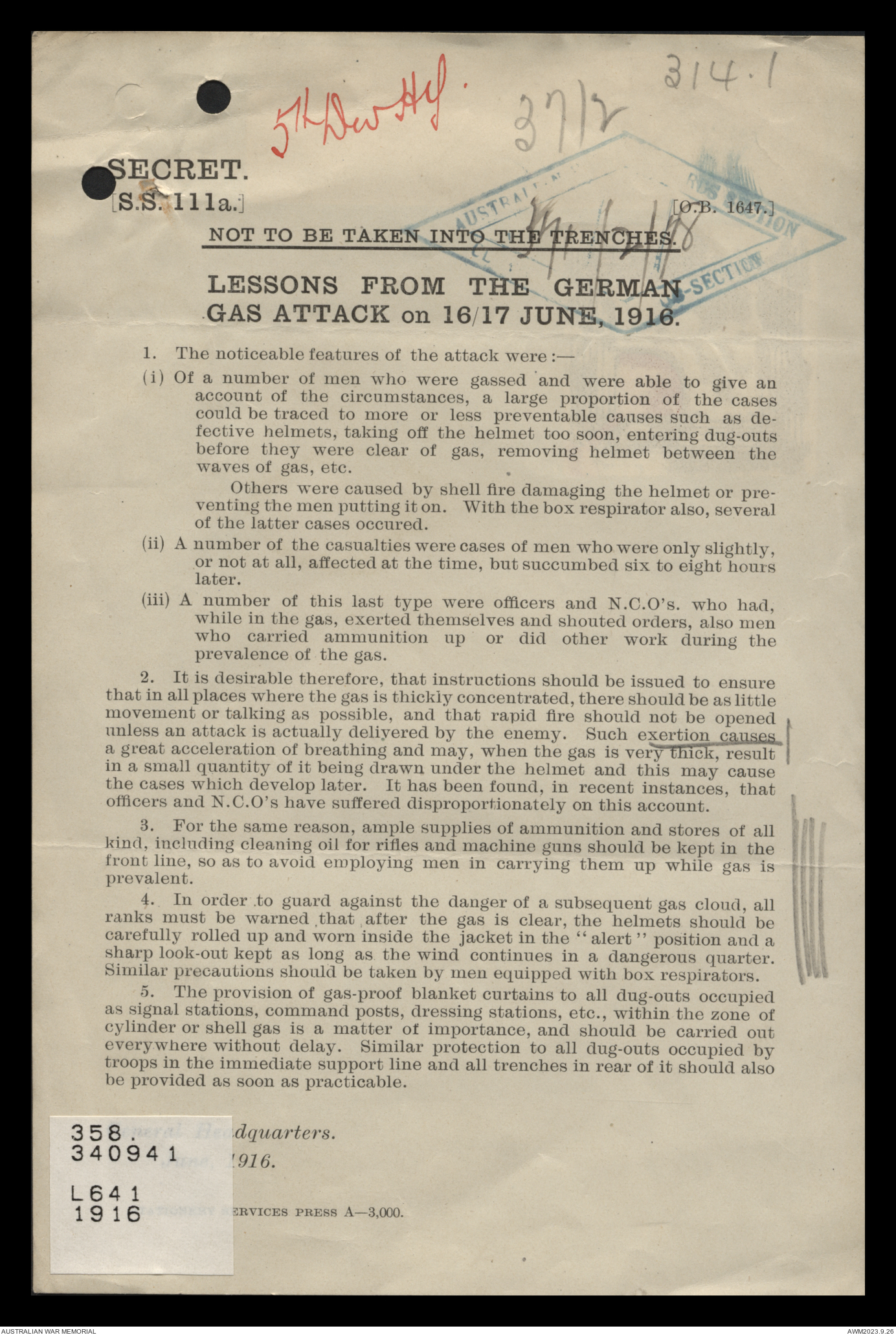 Lessons from the German gas attack on 16/17 June, 1916. | Australian ...