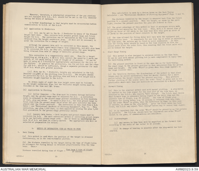 Notes on the engagement of unseen targets by heavy A.A. guns and ...