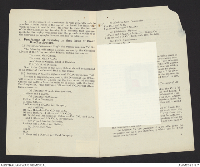 Instructions re new small box-respirator. | Australian War Memorial