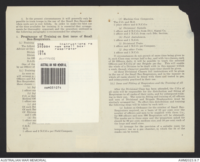 Instructions re new small box-respirator. | Australian War Memorial