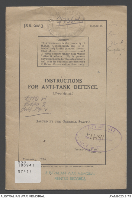 Instructions for anti-tank defence : provisional / issued by the ...