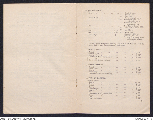 Ration pamphlet. Scales of rations, forage, fuel and light as ...
