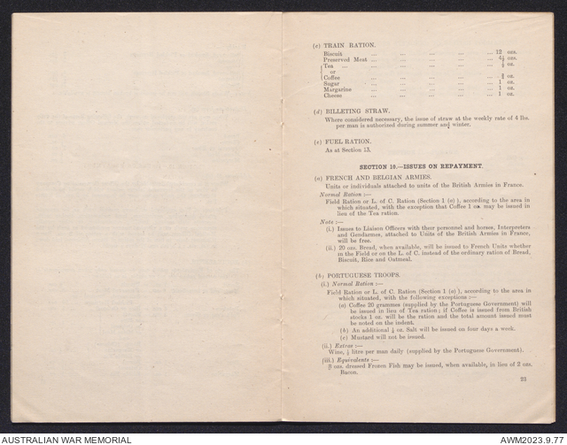 Ration pamphlet. Scales of rations, forage, fuel and light as ...