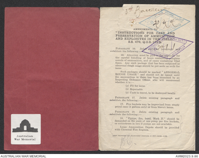 Instructions for care and preservation of ammunition and explosives in ...