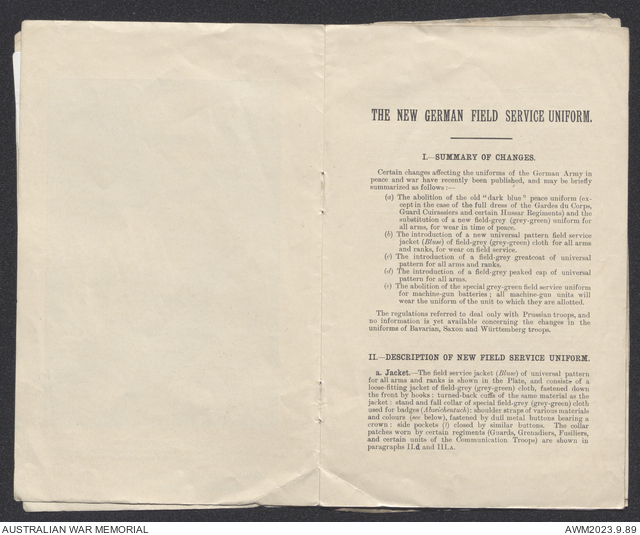 The New German field service uniform. | Australian War Memorial