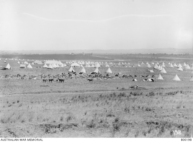A general view of the last camp of the Imperial Camel Corps on the ...