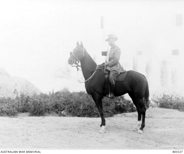 Portrait of General Chauvel and his charger. | Australian War Memorial