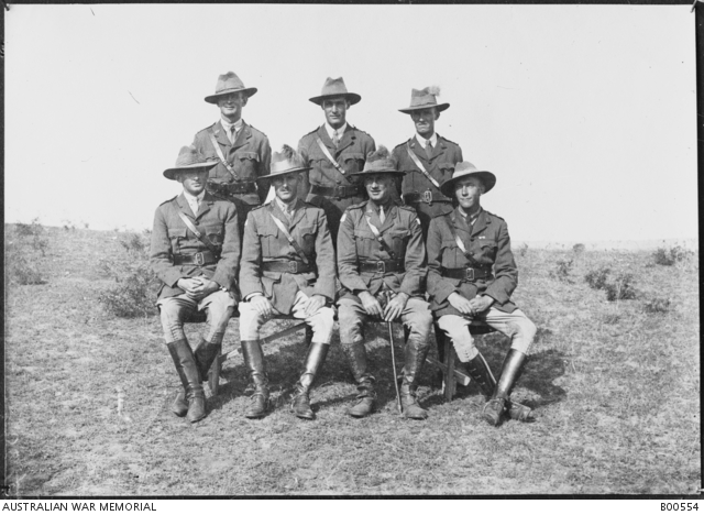 A group portrait of unidentified officers of the 1st Australian Machine ...
