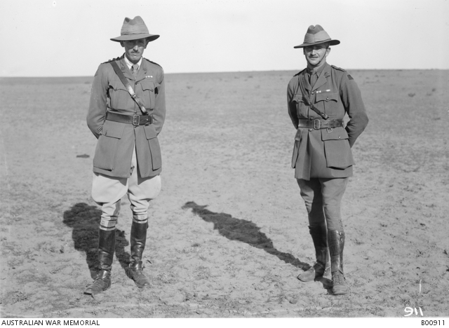 Informal portrait of Captain L W Davies MC, and Lieutenant G G Finlay ...
