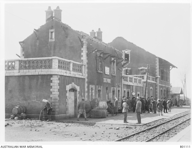 The burnt out ruins of the railway station building destroyed by the ...