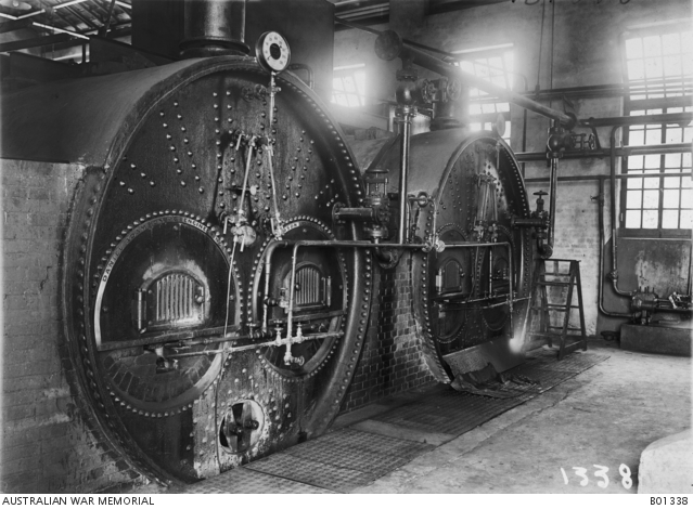 Oil fuel boilers in the military cold storage work. | Australian War ...