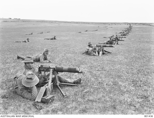 The 4th Australian Light Horse Brigade Machine Gun Squadron in training ...