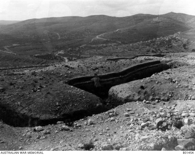 A section of the Turkish trenches in the advance to Jerusalem. This ...