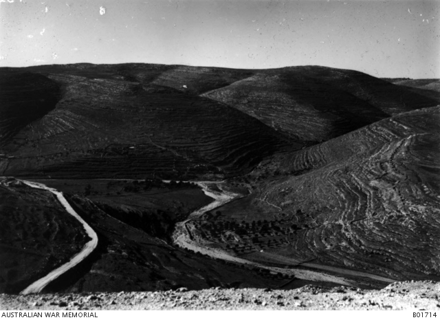 A view on the road to Jerusalem. A system of Turkish trenches can be ...
