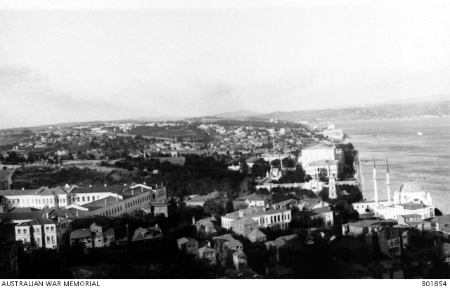 A general view of Istanbul, showing the harbour, during the enemy ...