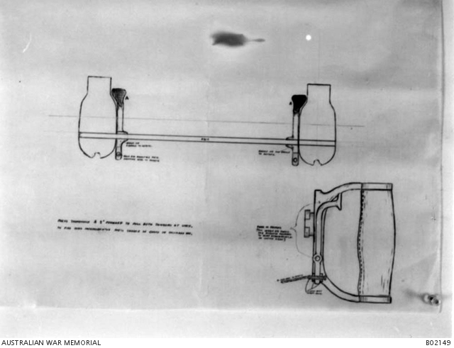 A drawing of the thumb trigger fire control on the mounting of a double ...