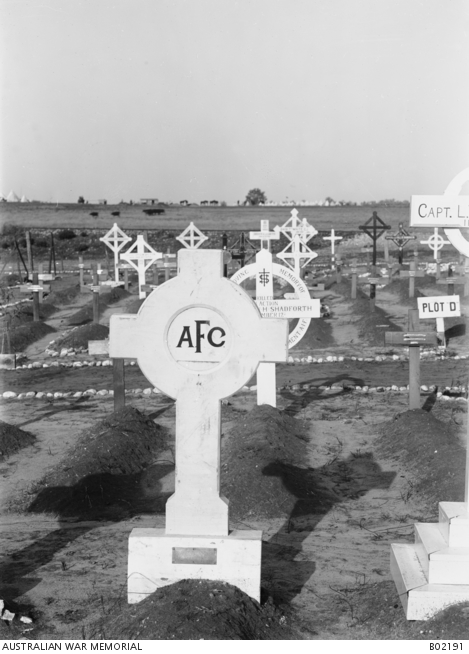 The grave of Lieutenant John Mercer Walker, of the Australian Flying Corps, who was killed in ...