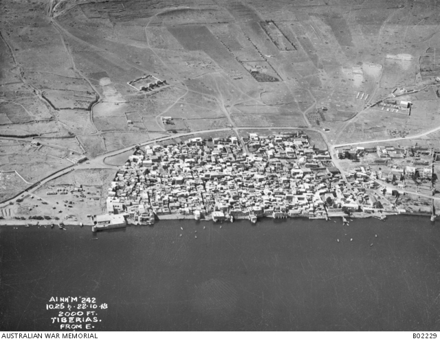 An aerial view of Tiberias and the coast from the east, taken from 2000 ...
