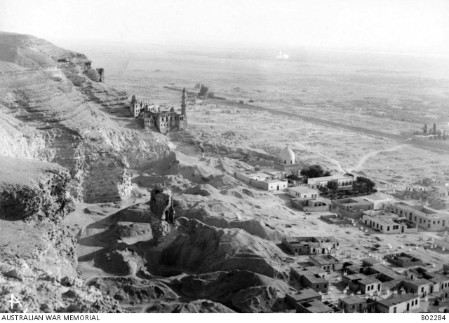A view of old Cairo from the Mokattam Hills. At the base of the hill in ...