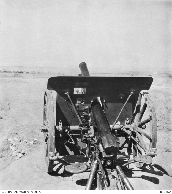 A German 77 mm gun which was captured by the Australian Light Horse ...