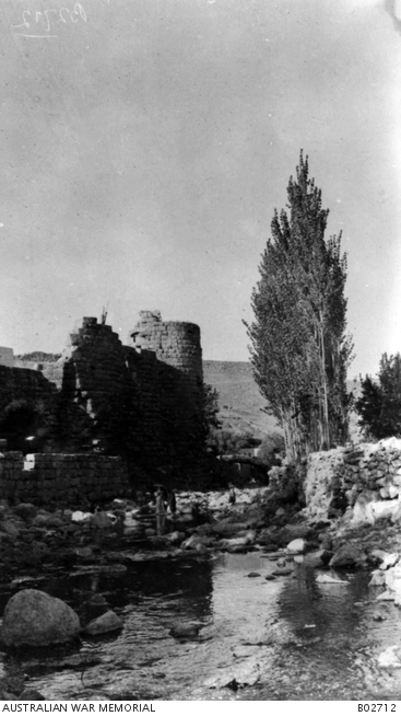 A view of the ruins of Roman thermal baths at Wadi Amman. Local people ...