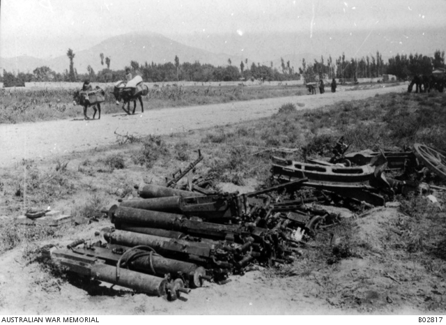 Khan-Ayash, Syria. A collection of machine guns, which were captured by ...