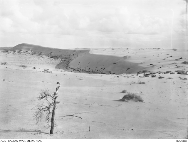 View of the desert looking south east showing rising ground south west ...