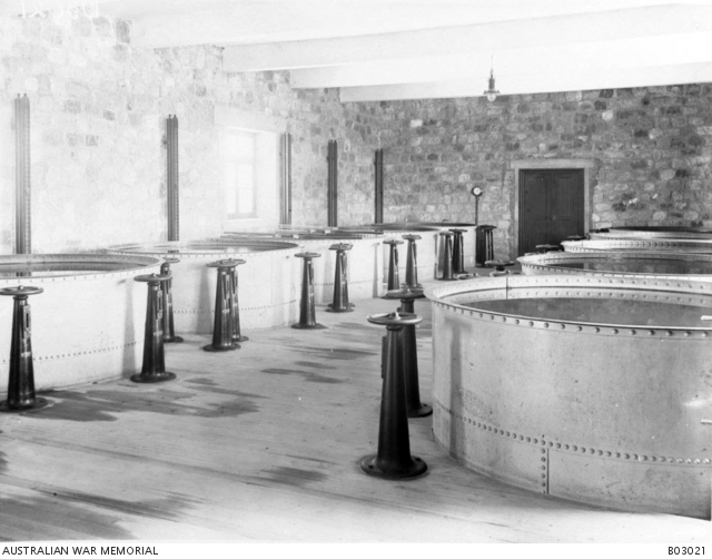 Interior of the filter room at the pumping station showing some of the ...