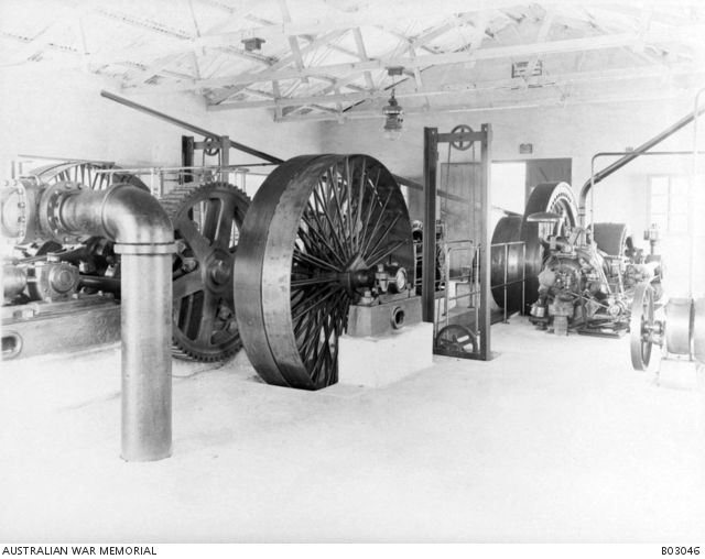Interior of the pumping station. | Australian War Memorial
