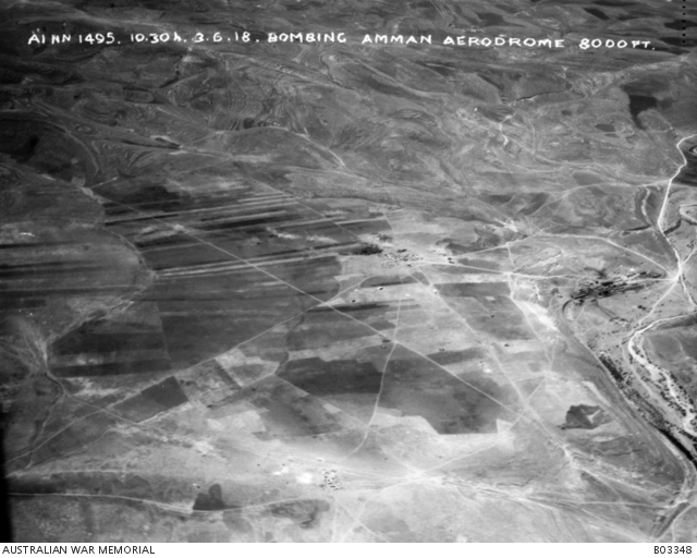 Aerial photograph of the bombing of Amman aerodrome taken from 8000 ...