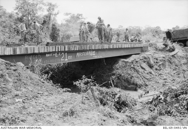 South Vietnam. 1969-07. This bridge being built by engineers from the ...
