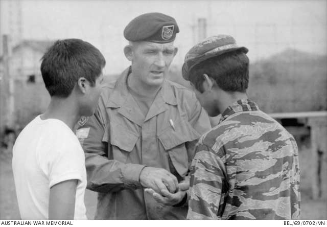 Pleiku, South Vietnam. 1969-10. Warrant Officer Class 2 (WO2) Alex McCloskey of Newcastle, NSW ...