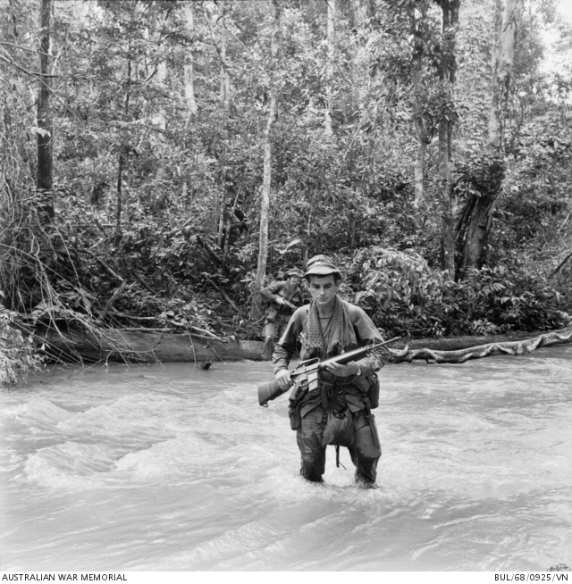 South Vietnam. 1968-10. Corporal Frank Sweeney of Bunbury, WA, makes ...