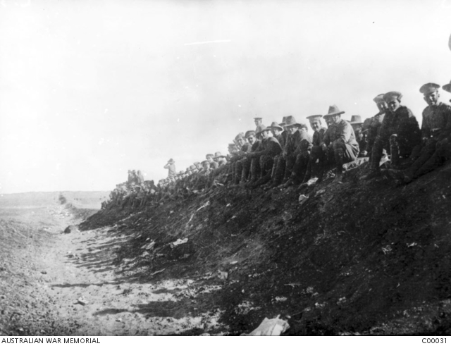 Unidentified Australian soldiers watch the review of the 1st and 2nd ...