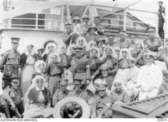 Group portrait of Australian Army Medical Corps (AAMC) staff, nurses ...