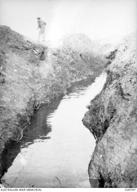A flooded trench during the winter. The soldiers preferred to move ... A flooded trench during the winter. The soldiers preferred to move ...