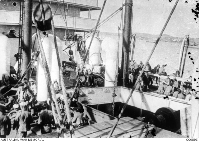 Soldiers travelling from Alexandria to the Greek island of Lemnos in ...
