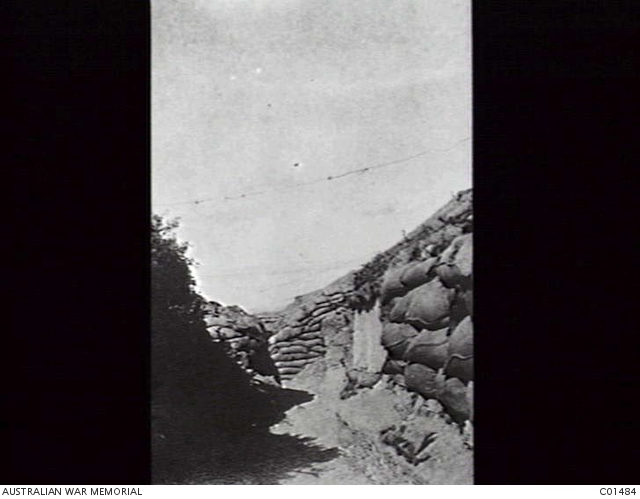 Known as Gun Lane, this sandbagged trench is 400 yards from the Turkish ...