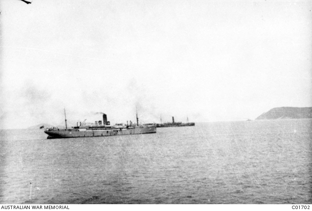 One of the transports that was part of the first Australian convoy ...