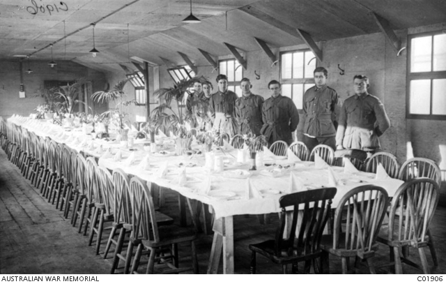 Group portrait of seven unidentified members of the officers' mess ...