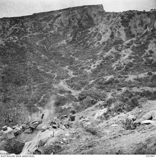 Rest Gully on the Gallipoli Peninsula, seen from the 1st Battalion's ...