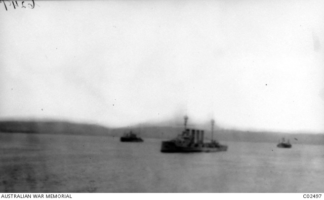 The armoured cruiser HMS Minotaur, flagship of the escort of the first ...