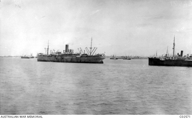 Australian transports anchored in the harbour at Alexandria. HMAT Star ...