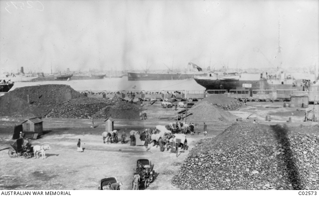 The berthing place at Alexandria, Egypt. The Australian transport HMAT ...