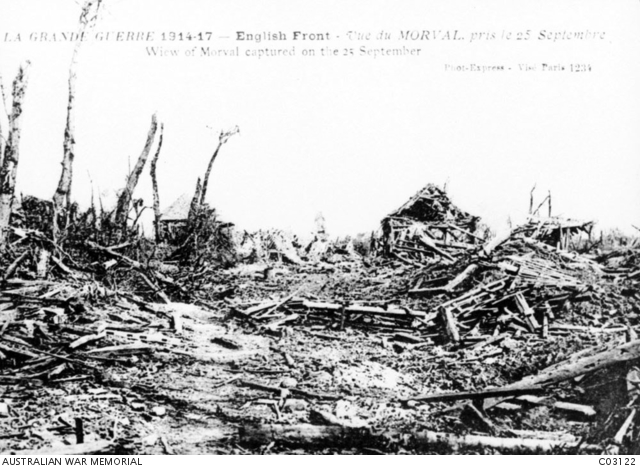 The ruins of Morval after its capture by the 5th British Division on 25 ...